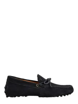 TOD'S Suede Boat Shoes With Tie Detail - Gray