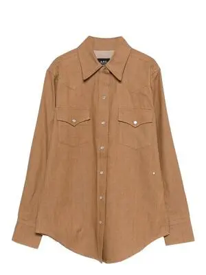 A.p.c. Cotton Button-up Shirt With Chest Pockets - Brown