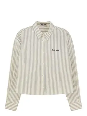 Miu Miu Striped Cotton Cropped Shirt - Multicolor