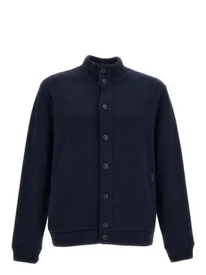 FAY Double Piqué Sweater Jacket With Stand Collar And Button Fastening - Multicolor