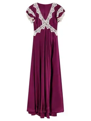 Alberta Ferretti ALBERTA FERRETTI Viscose Long Dress With Lace Profile Multicolor