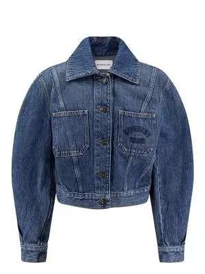 Givenchy GIVENCHY Cropped Denim Jacket With Embroidered Logo Multicolor