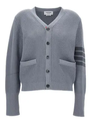 Thom Browne V-neck Cardigan With Signature Striped Detail - Multicolor
