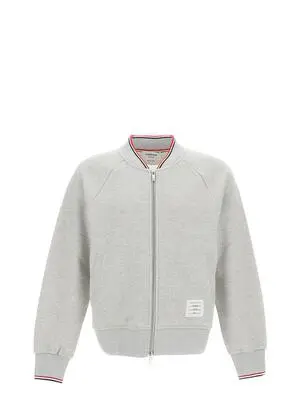 Thom Browne Cotton Loopback Bomber Jacket With Striped Detail - Multicolor