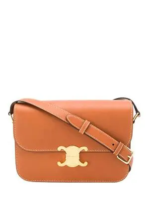 Celine CELINE Leather Shoulder Bag With Clasp Brown
