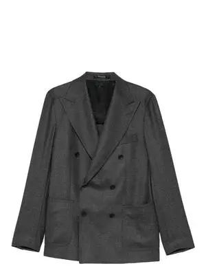 Tagliatore Grey Virgin Wool Double-breasted Blazer - Gray
