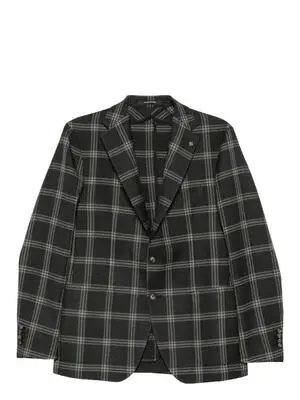 Tagliatore Grey Check Pattern Virgin Wool Blazer - Gray