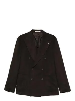 Tagliatore TAGLIATORE Double-Breasted Peak Lapel Cashmere Blazer Brown