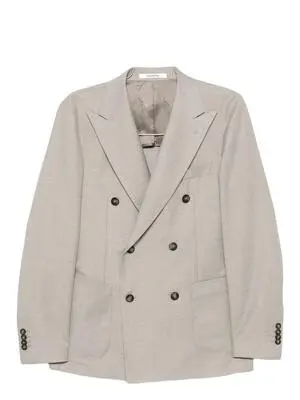 Tagliatore Grey Peak Lapel Double Breasted Blazer - Gray
