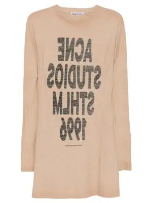 Acne Studios ACNE STUDIOS Long Sleeve Crewneck Logo Print Dress Black