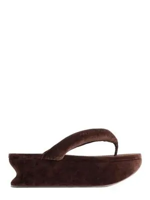 Balenciaga Velvet Platform Flip-flops - Brown