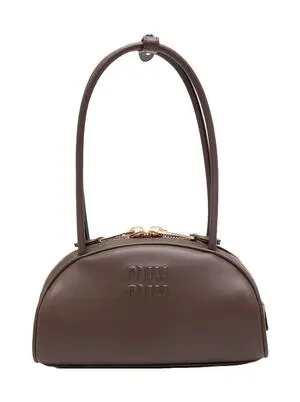 Miu Miu Embossed Logo Top Handle Bag - Brown