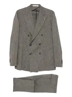Tagliatore Grey Suits Double Breasted Suits - Gray