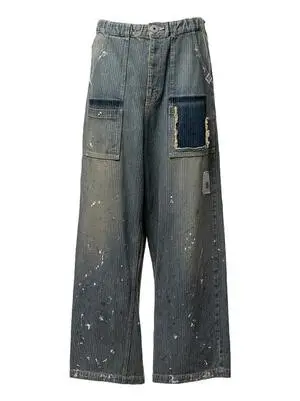 Mihara Yasuhiro Wide-leg Jeans With Patchwork Detail - Blue
