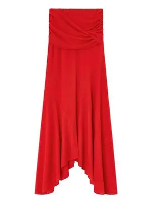 GANNI Asymmetric Draped Skirt - Red