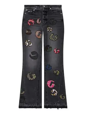 GALLERY DEPT. Grey Denim Wide-leg Jeans With Appliqué Detailing - Gray