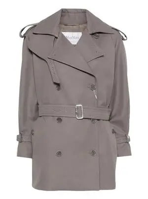 Max Mara Grey Double-breasted Trench Coat - Gray