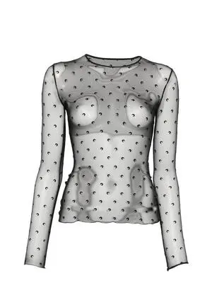 MARINE SERRE Moon Print Long Sleeve Top - Black