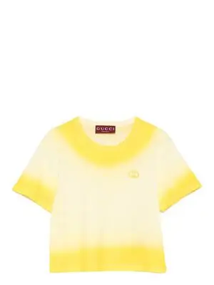 Gucci Yellow Ombre Effect Logo T-shirt - Cream