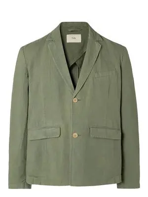 Folk Lunar Linen And Cotton-blend Suit Jacket - Green
