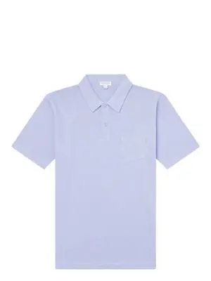 Sunspel Riviera Cotton-mesh Polo Shirt - Blue