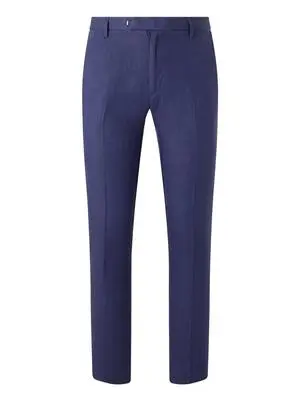 Sunspel Straight-leg Pleated Linen Trousers - Blue