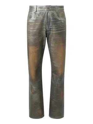 424 Straight-leg Leather Trousers With Metallic Coating - Silver
