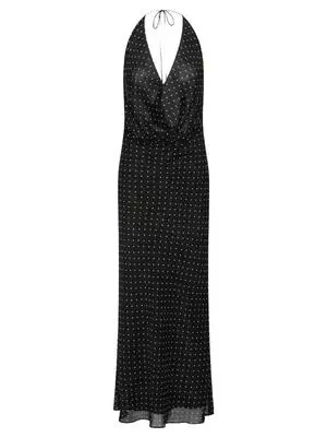 ROTATE BY BIRGER CHRISTENSEN Polka Dot Halterneck Chiffon Dress - Black