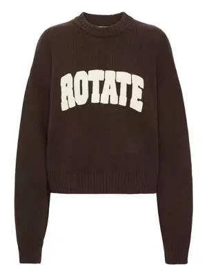 ROTATE BY BIRGER CHRISTENSEN Wool Crew Neck Sweater - Brown