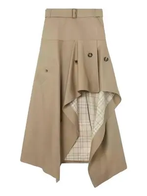 Burberry Asymmetric Gabardine Trench Skirt - Neutrals