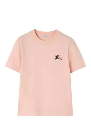 Burberry Knight Check Cotton T-shirt - Pink