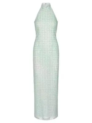 ROTATE BY BIRGER CHRISTENSEN Beaded Halterneck Maxi Dress - Green