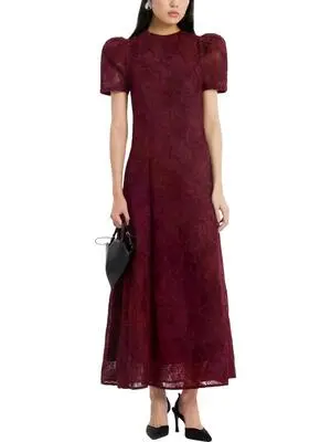 ROTATE BY BIRGER CHRISTENSEN Flower Fla" Midi Dress - Red