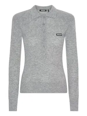 ROTATE BY BIRGER CHRISTENSEN Long-sleeve Polo Top - Grey