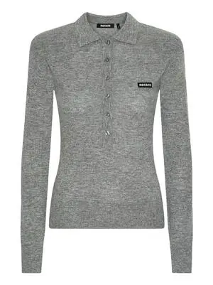 ROTATE BY BIRGER CHRISTENSEN Long-sleeve Polo Top - Grey