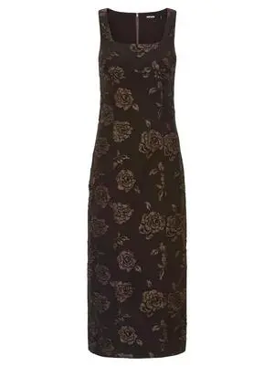 ROTATE BY BIRGER CHRISTENSEN Jacquard Sleeveless Midi Dress - Brown