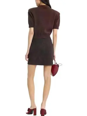 ROTATE BY BIRGER CHRISTENSEN Dark Knit Button-fastening Cardigan - Brown