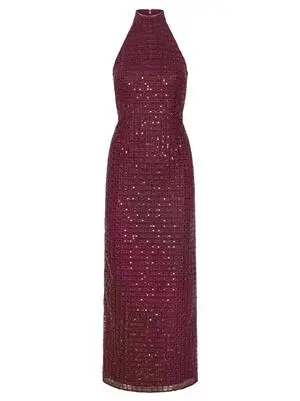 ROTATE BY BIRGER CHRISTENSEN Wine Beaded Maxi Dress - Red