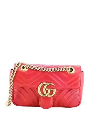 Gucci Matelasse Leather Mini Crossbody Bag - Red