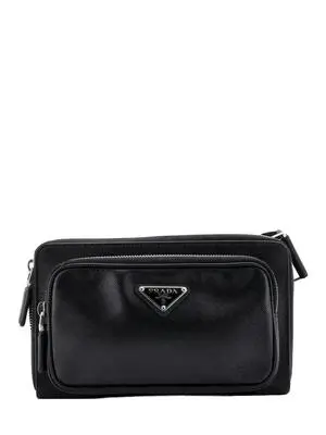 Prada Saffiano Leather Belt Bag With Zip Around Front Pocket - Black