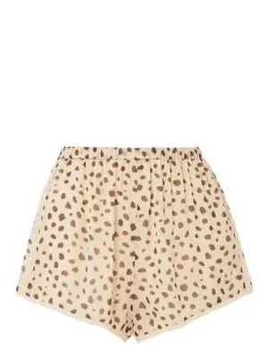 Posse Posse Priscilla Lace-Trimmed Cheetah-Print Silk Georgette Shorts Brown