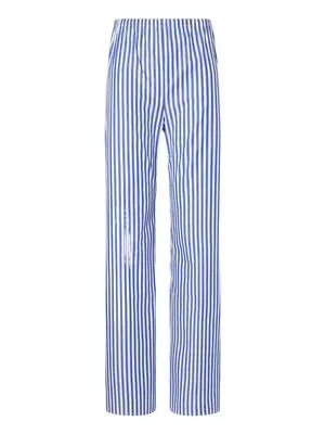 LA LIGNE Striped Cotton Wide-leg Pants - Blue