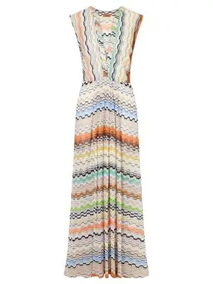 Missoni Pleated Striped Crochet-knit Maxi Dress - Multi