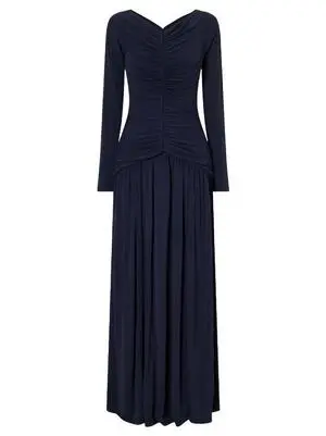 LA LIGNE Ruched Jersey Maxi Dress - Blue