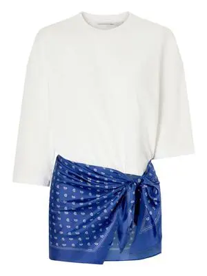 Christopher Esber Bandana Printed Cotton And Silk-blend T-shirt - Blue