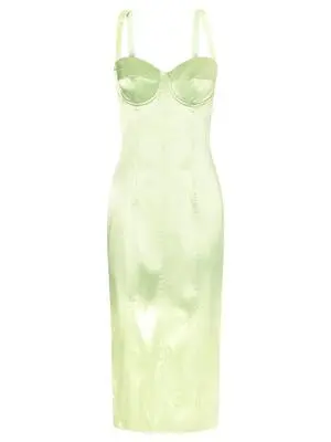Dolce & Gabbana Satin Bustier Midi Dress - Green