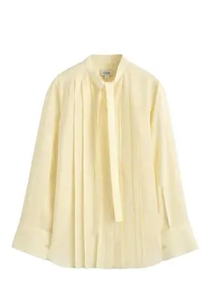 Cos Pleated Bow-detail Blouse - Yellow