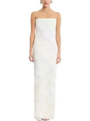 ROTATE BY BIRGER CHRISTENSEN Floral Mesh Tube Dress - Neutrals