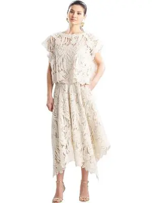 Natori Crochet Lace Square Neck Top - Parchment