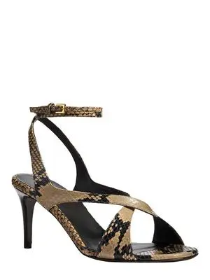 Khaite Liria Snakeskin Embossed Ankle Strap Sandal - Taupe